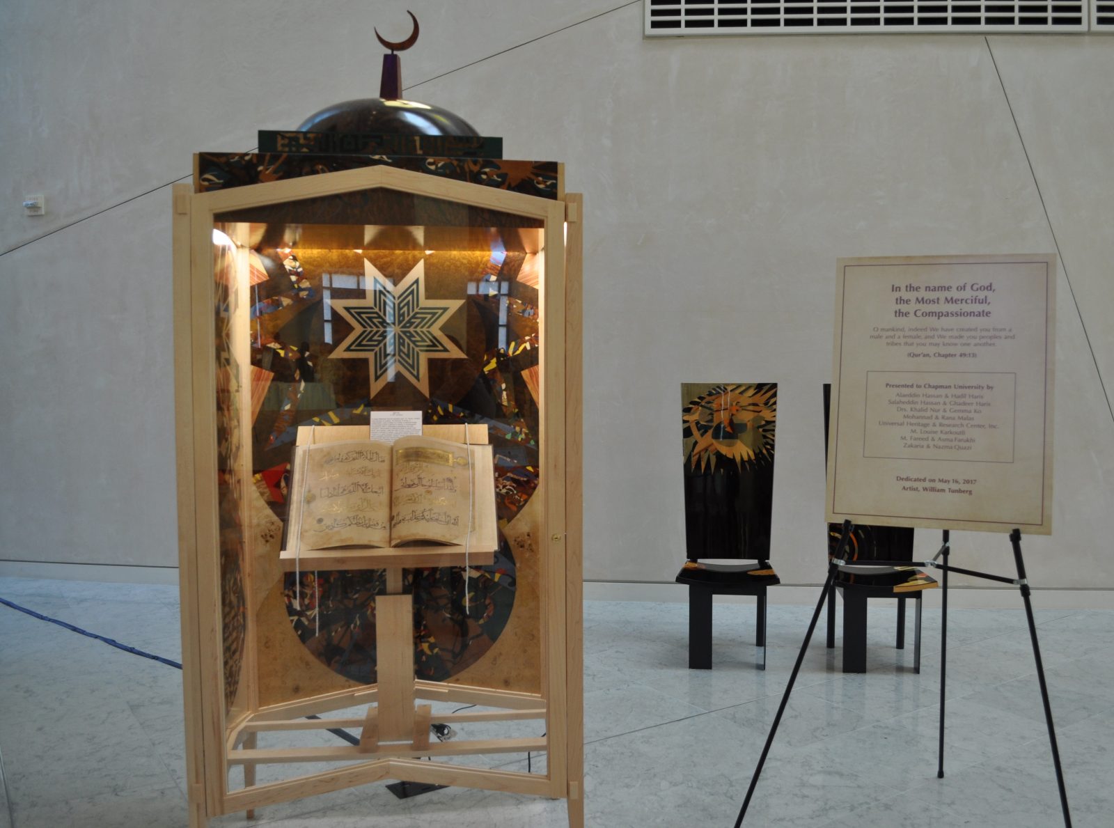 Quran cabinet dedicated at Chapman University's Fish Interfaith Center ...